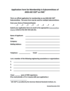 Fillable Online c63 Application Form for Membership in Subcommittees of ...