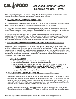 Fillable Online Summer Camp Medical Info Medication Authorization Form ...