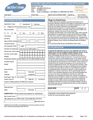 Fillable Online activ8me net ACTIV8ME NBN SATELLITE SUPPORT SCHEME ...
