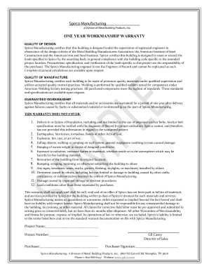 Fillable Online Sample Workmanship Warranty new Fax Email Print - pdfFiller