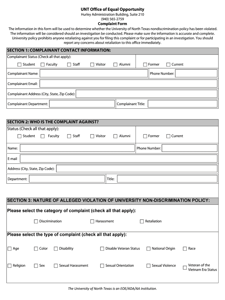 Fillable Online edo unt SECTION 3 NATURE OF ALLEGED VIOLATION OF ...