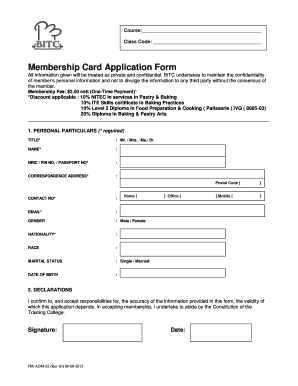 Fillable Online Membership Application Form - bbitccomsgb Fax Email ...