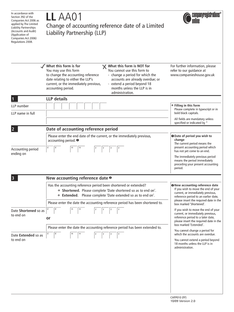 Fillable Online LL AA01 - Company Registrations Online Limited Fax ...