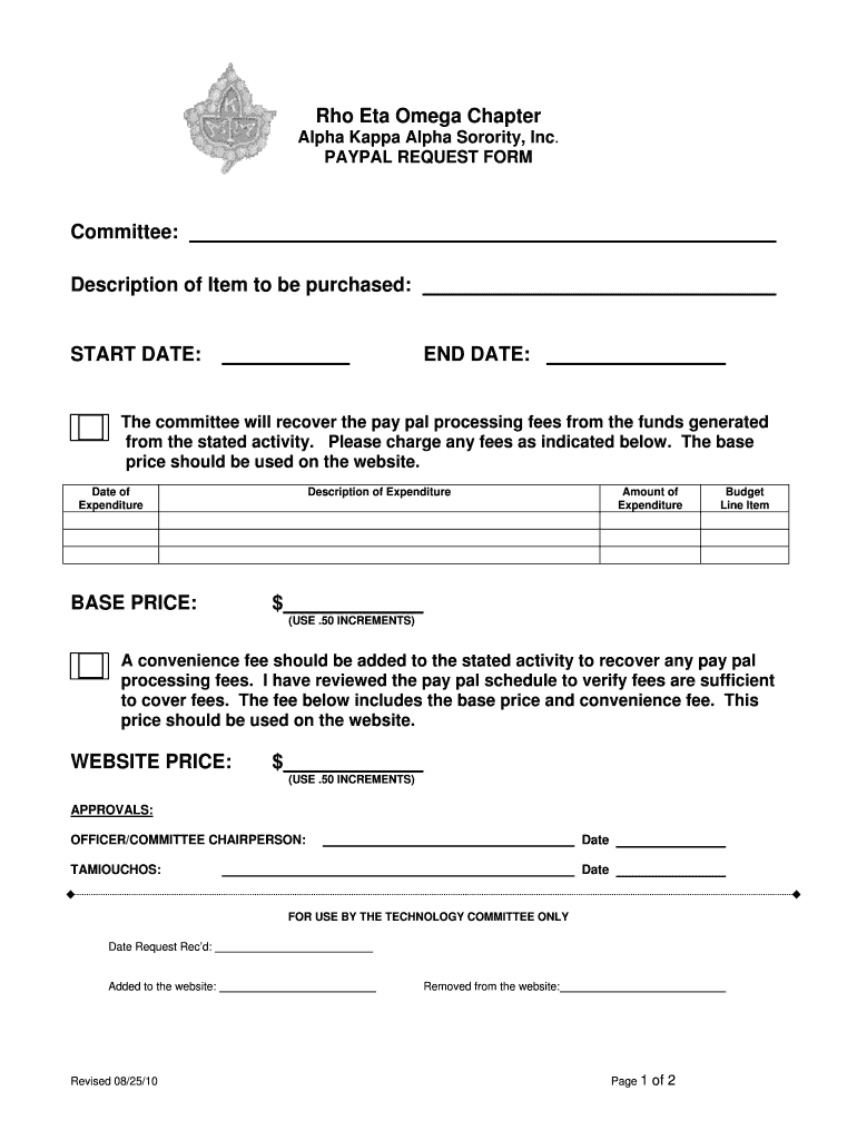 Fillable Online PAYPAL REQUEST FORM Fax Email Print - pdfFiller