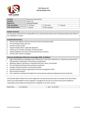 Fillable Online Document Control Clerk Fax Email Print - pdfFiller