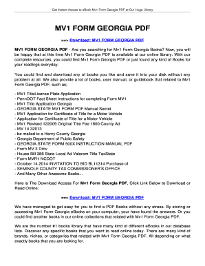 Fillable Online biketex MV1 FORM GEORGIA PDF Fax Email Print - pdfFiller