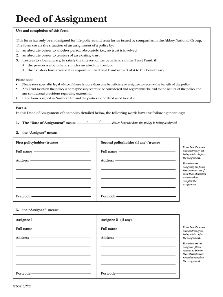 Fillable Online Deed of Assignment - smiie Fax Email Print - pdfFiller