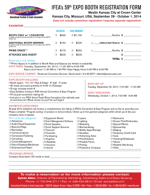 Fillable Online IFEAs 59 th EXPO BOOTH REGISTRATION FORM Fax Email Print - pdfFiller