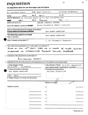 Fillable Online 12 INQUISITION An inquisition taken for our Sovereign ...