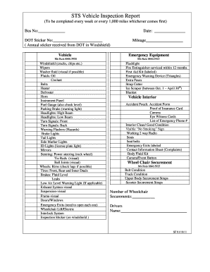 Fillable Online STS Vehicle Inspection Report - SmartLink Transit Fax ...
