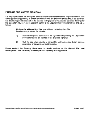 Fillable Online FINDINGS FOR MASTER SIGN PLAN Fax Email Print - pdfFiller