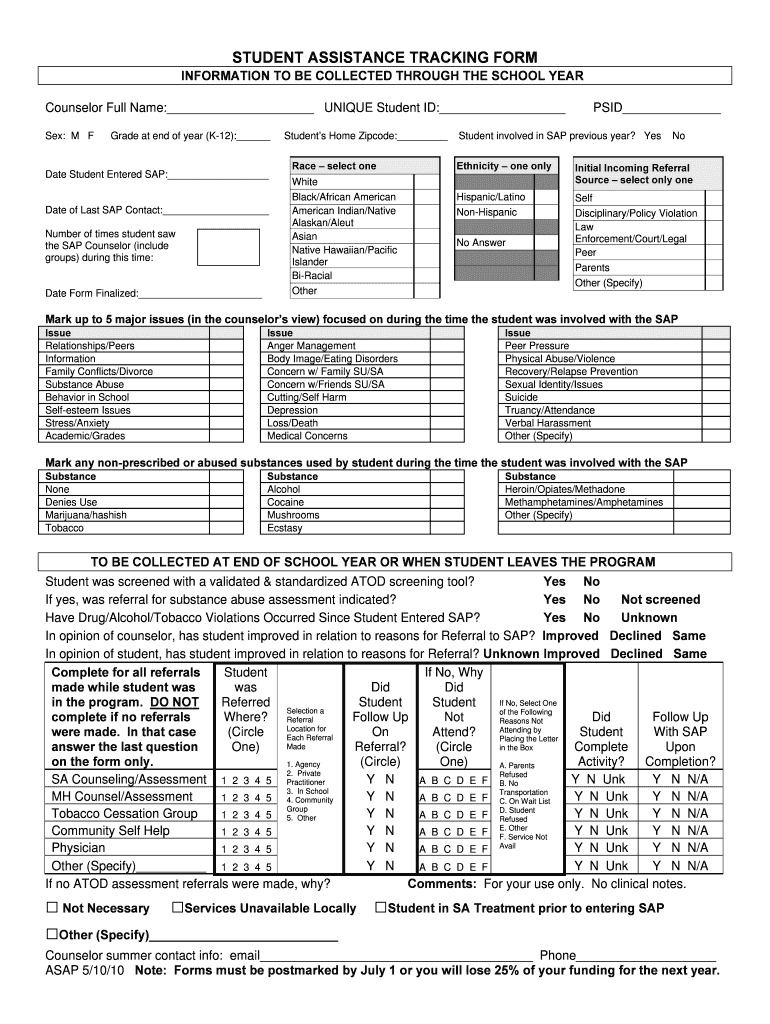 Fillable Online asap-vt STUDENT ASSISTANCE TRACKING FORM - asap-vtorg ...