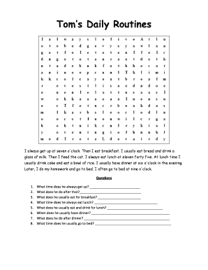 Fillable Online Toms Daily Routines Fax Email Print - pdfFiller