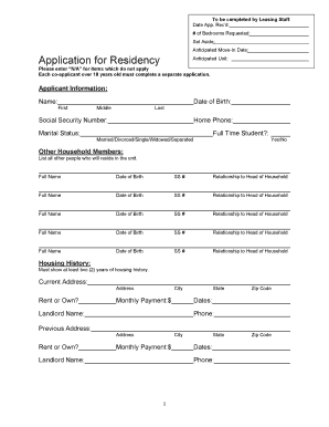 Fillable Online Application for Residency - KrystoferEryk Fax Email ...