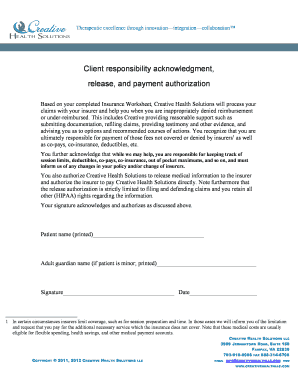 Fillable Online Client responsibility acknowledgment release and payment Fax Email Print - pdfFiller