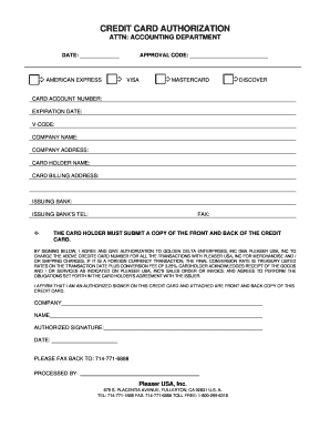 Fillable Online CREDIT CARD AUTH FORM-2011-INTLdoc Fax Email Print - pdfFiller
