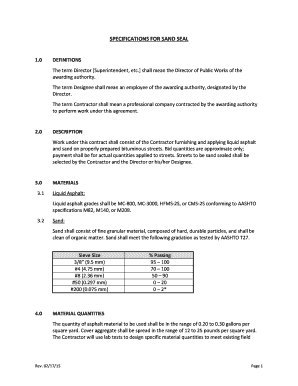 Fillable Online SPECIFICATIONS FOR SAND SEAL - ballstatesasphaltcomb ...