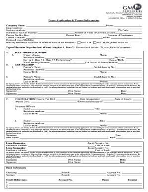 Fillable Online Lease Application amp Tenant Information Fax Email ...