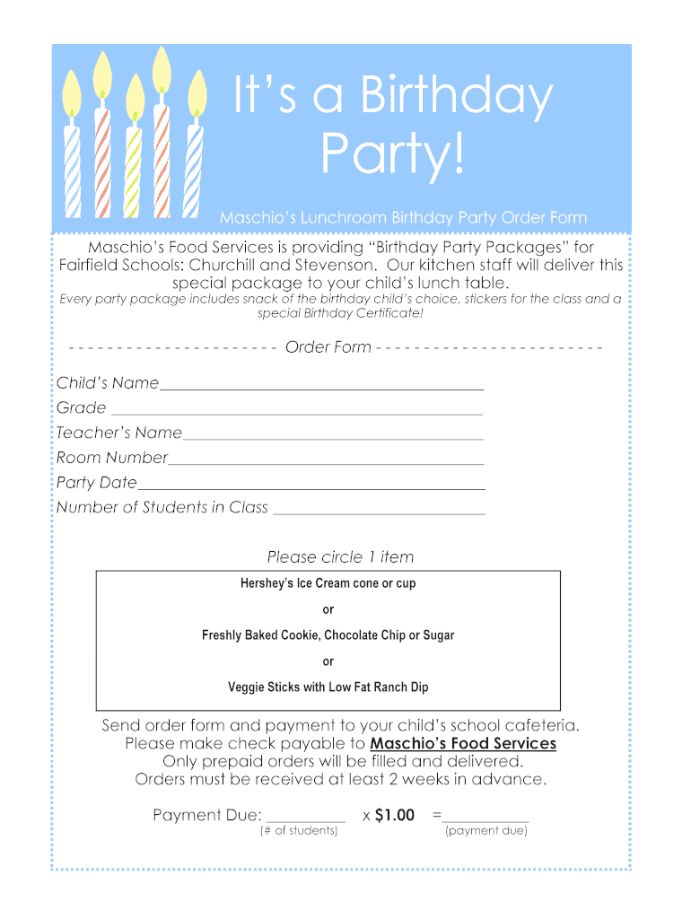Fillable Online fairfieldhsa Its a Birthday Party - fairfieldhsa Fax ...