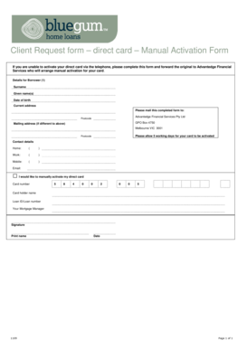 Fillable Online Client Request Form - direct card - Manual Activation ...