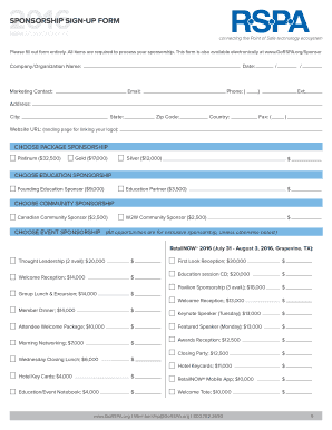 Fillable Online Sponsorship sign-up form - rspa Fax Email Print - pdfFiller