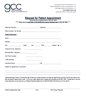 Fillable Online gastrocenter Request for Patient Appointment ...