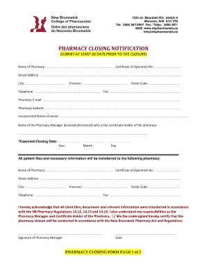 Fillable Online nbcp in1touch PHARMACY CLOSING NOTIFICATION - in1touch ...