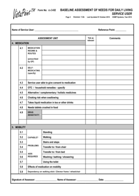 Fillable Online Form No 03-3-02 BASELINE ASSESSMENT OF NEEDS FOR DAILY ...