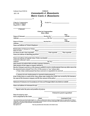 Fillable Online Uniform From DCM 42 FORM 53 Commonwealth of ...