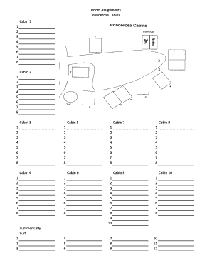 Fillable Online goldenbellccc Room Assignments Ponderosa Cabins 1 2 3 ...