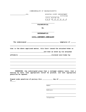 Fillable Online Civil Contempt Complaint Fax Email Print - pdfFiller