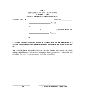 Fillable Online Probate and Family Court - Judgment of Divorce Nisi Fax ...