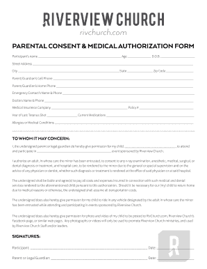 Fillable Online Riv Consent and Medical Authorization Form Fax Email ...