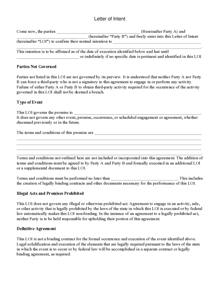 Fillable Online Sample Letter of Intent. Sample Letter of Intent Fax ...