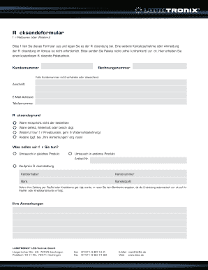 Ausfüllbar Online fr Retouren oder Widerruf Fax Email Drucken - pdfFiller