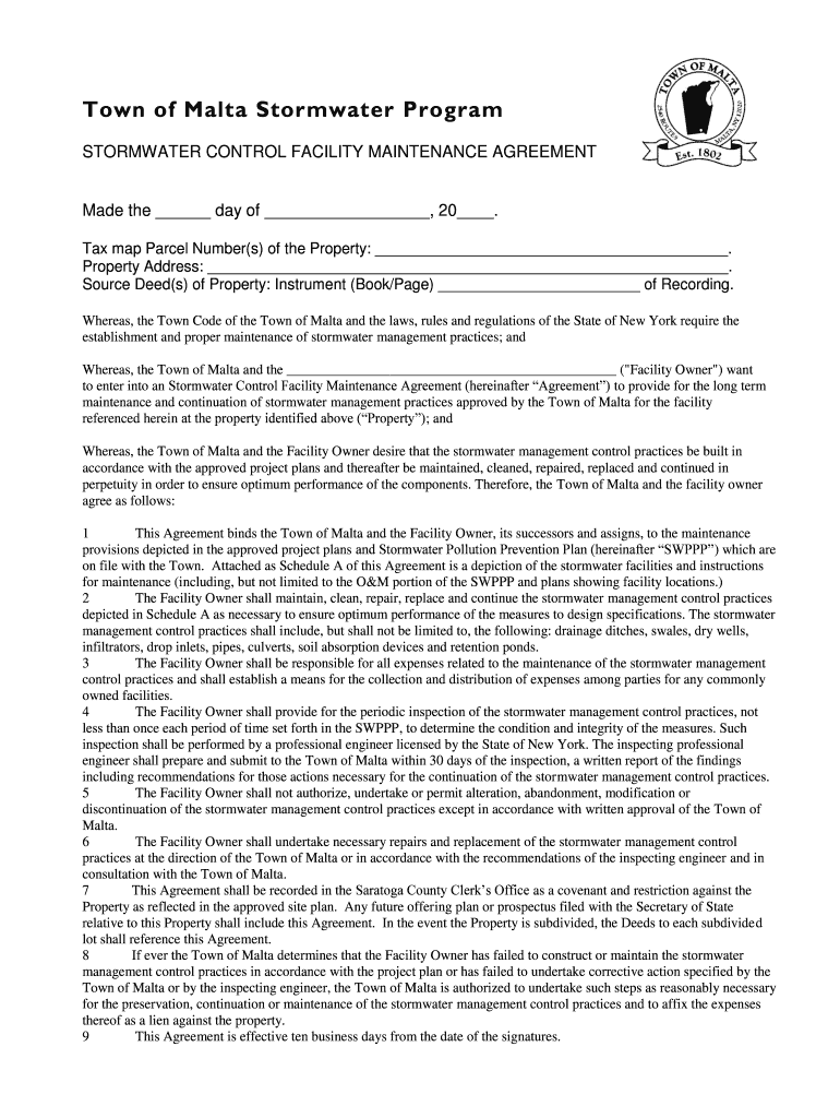 Fillable Online malta-town Town of Malta Stormwater Program STORMWATER ...