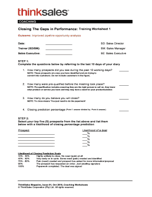 Fillable Online Closing The Gaps in Performance Training Worksheet 1 ...