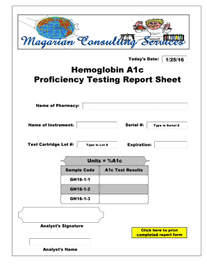 Fillable Online myweb midco Todays Date Hemoglobin A1c Proficiency ...