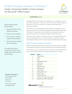 Fillable Online Simple, Streamlined DCMA 14 Point Analysis Fax Email ...