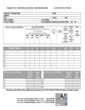 Fillable Online FLEETWIDE CARD ORDER FORM FLOATING PIN SYSTEM new Fax ...