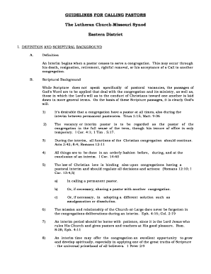 Fillable Online GUIDELINES FOR CALLING PASTORS Fax Email Print - pdfFiller