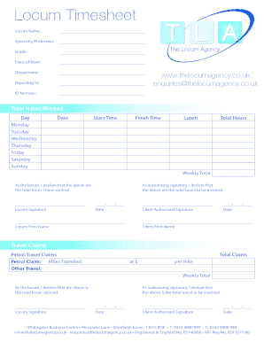 Fillable Online Locum Timesheet Fax Email Print - pdfFiller
