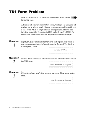 Fillable Online TD1 Form Problem - TOWES Fax Email Print - pdfFiller