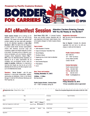 Fillable Online ACI eManifest Session - cdnpacificgroupnet Fax Email ...