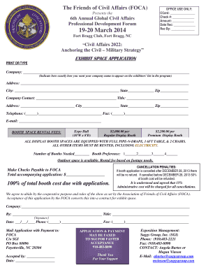 Fillable Online EXHIBIT SPACE APPLICATION - Suggs Group Fax Email Print - pdfFiller
