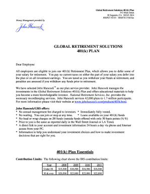 Fillable Online Global Retirement Solutions 401(k) Plan Fax Email Print ...
