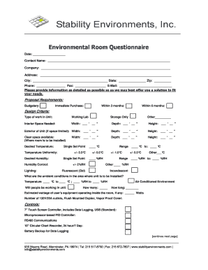 Fillable Online Environmental Room Questionnaire Fax Email Print ...