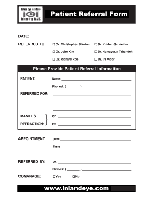 Fillable Online REFERRED FOR Fax Email Print - pdfFiller