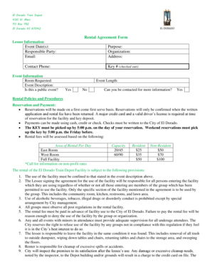 Fillable Online Rental Agreement Form Lessee Information Event Dates ...
