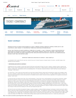 Fillable Online Ticket Contract Legal Carnival Cruise Line Fax Email ...